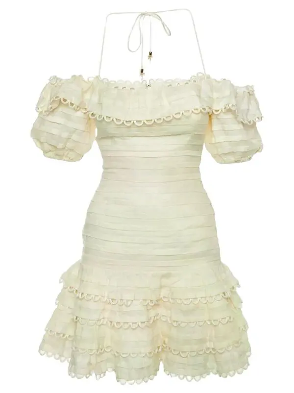 Zimmermann Off-shoulder Mini Dress - White
