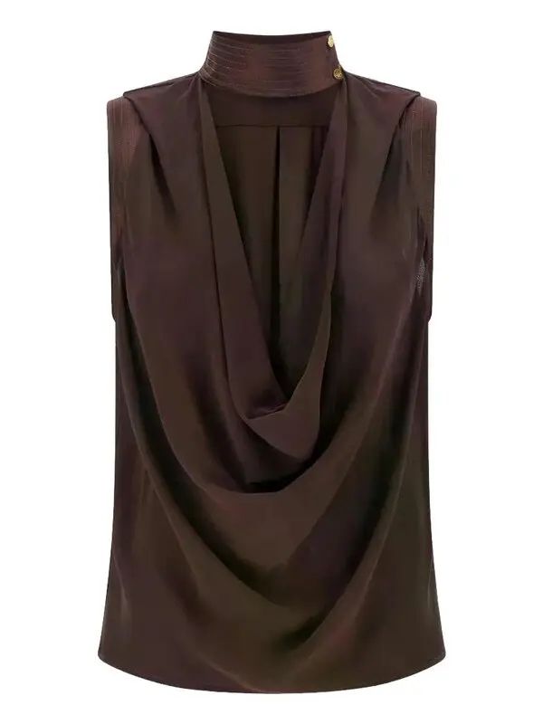 Elisabetta Franchi High-neck Draped Top - Brown