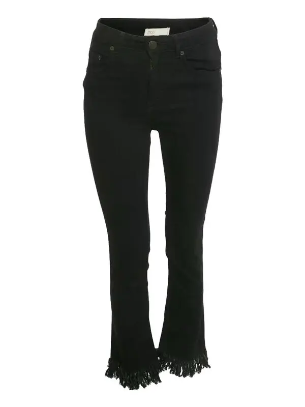 Maje Denim Trousers With Fringed Hem - Black