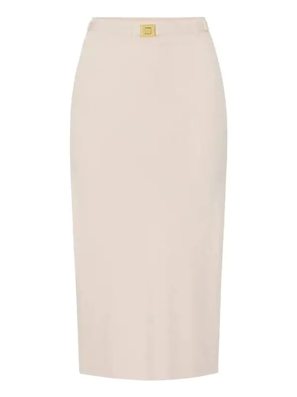 Elisabetta Franchi Belted Midi Skirt - Neutrals