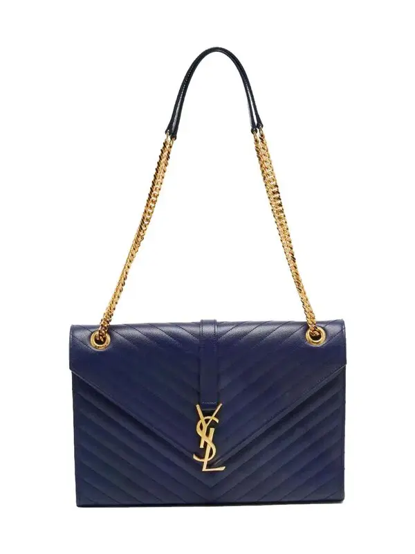 Saint Laurent 2014 Large Envelope Leather Shoulder Bag - Blue