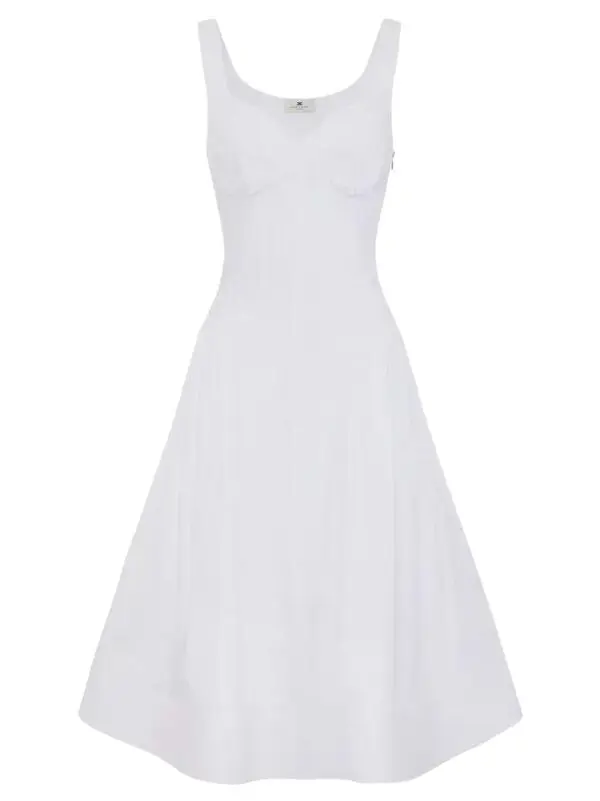 Elisabetta Franchi Cotton Gathered Midi Dress - White