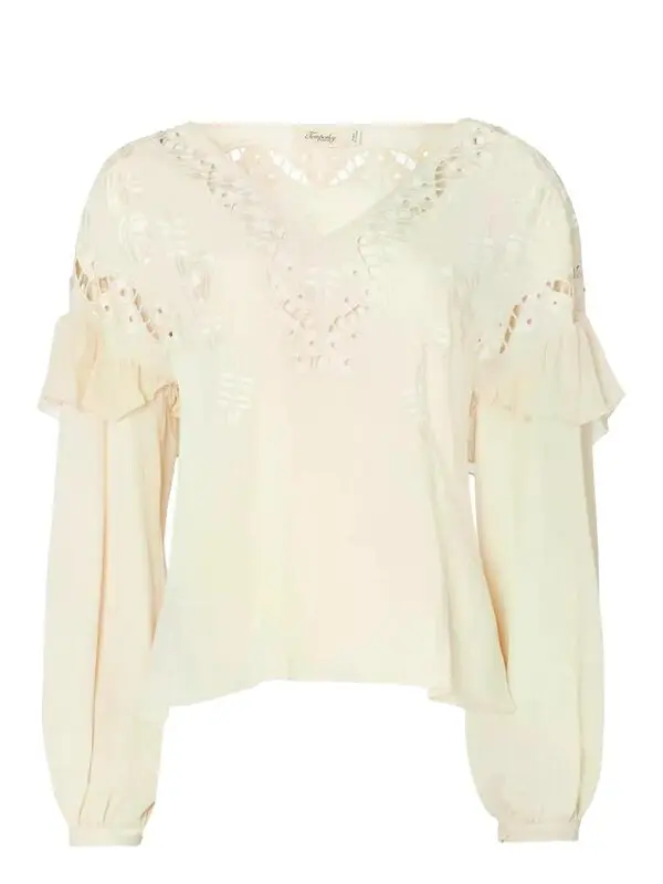 TEMPERLEY LONDON Daphne Ruffled Embroidered Blouse - Neutrals