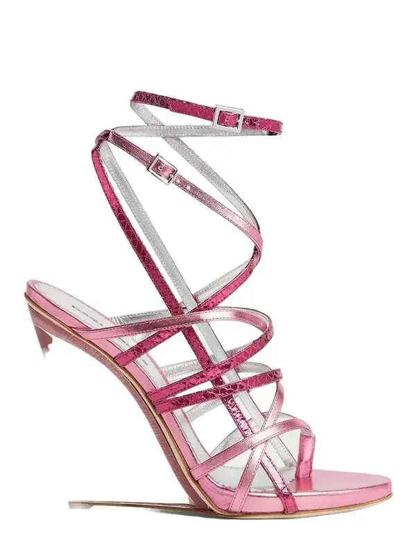 Dsquared2 Metallic Strappy Wedge Sandals - Pink