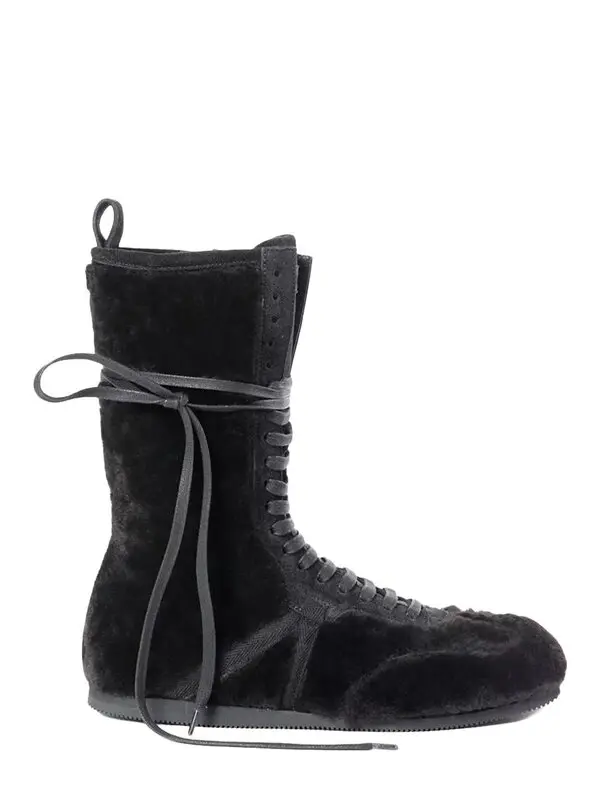 ANN DEMEULEMEESTER Shearling Lace-up Sneakers - Brown