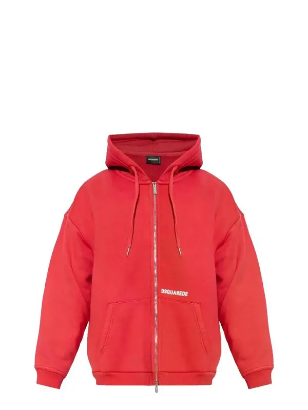 Dsquared2 Logo-embroidered Zip Hoodie - Red