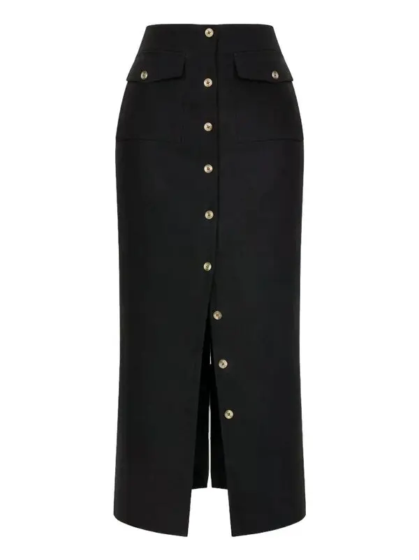 REFORMATION Buttoned Midi Skirt - Black