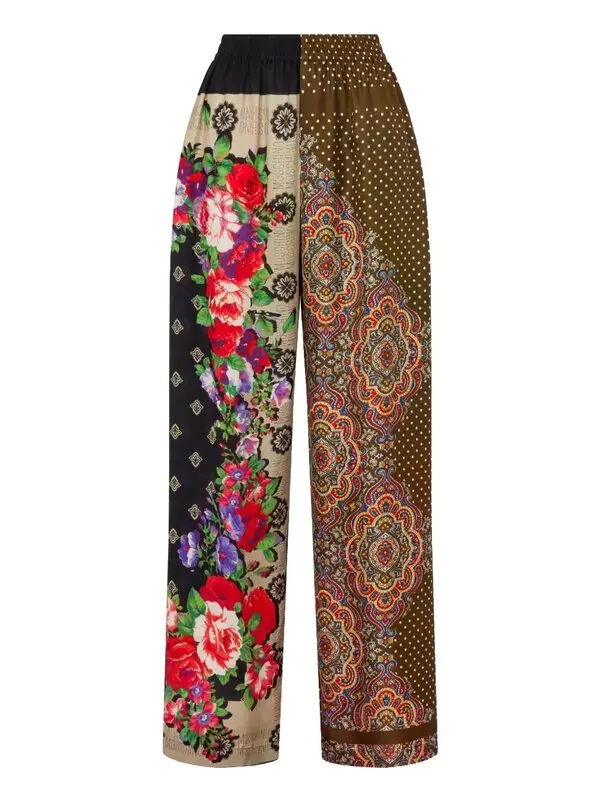 Moschino Multi-pattern Palazzo Pants - Brown