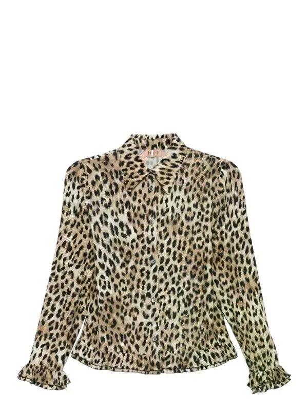 N°21 Ruffled-trim Leopard-print Shirt - Neutrals