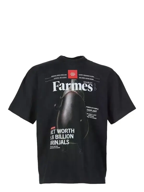 DOUBLET Farmes Magazine Cover T-shirt - Black