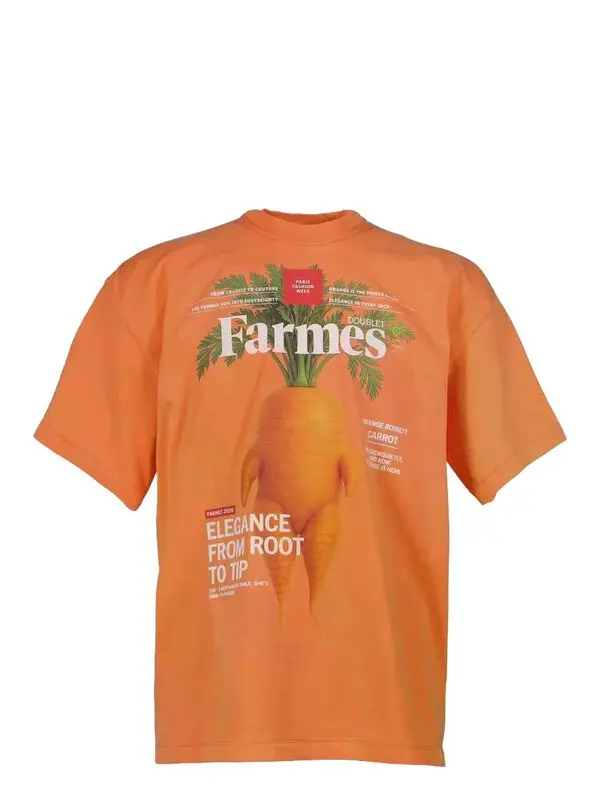 DOUBLET Farmes Magazine Cover T-shirt - Orange