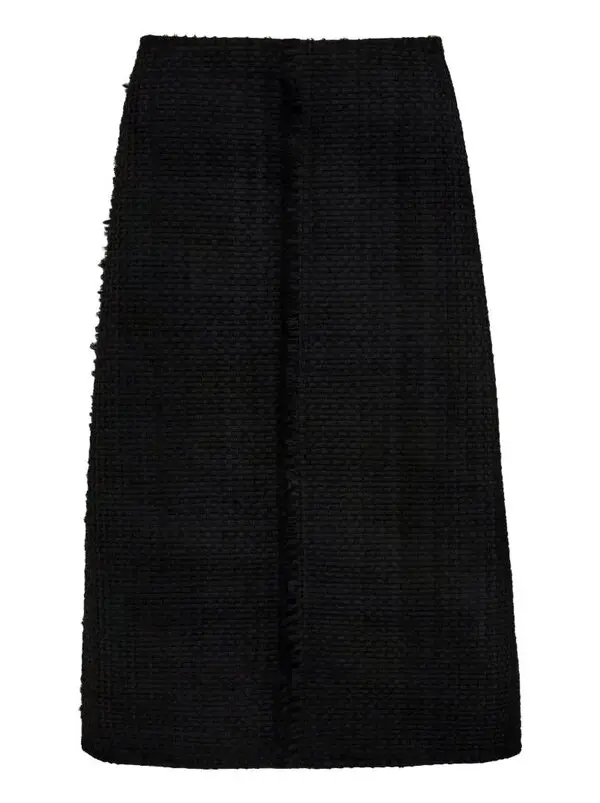 FERRAGAMO Frayed A-line Midi Skirt - Black