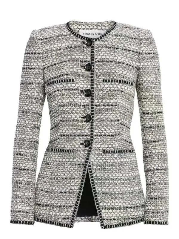 Veronica Beard Buttoned Tweed Jacket - White