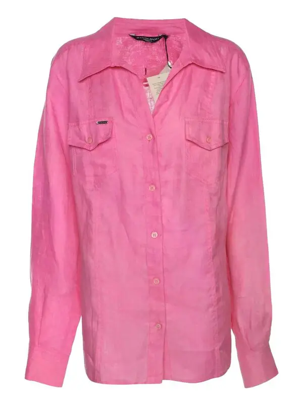 Marina Rinaldi Linen Button-up Shirt - Pink