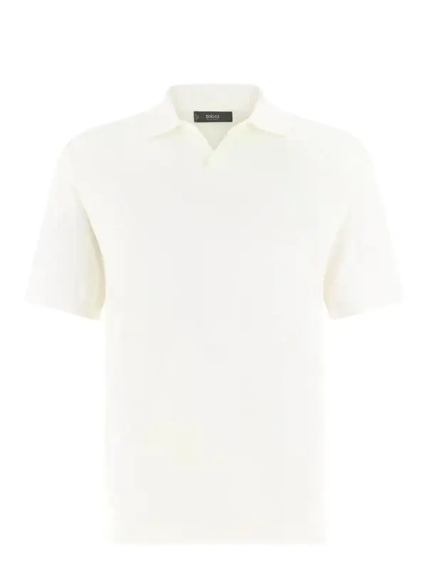 Boggi Milano Open-neck Knitted Polo Shirt - White