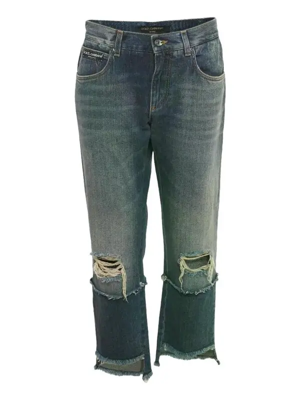 Dolce & Gabbana Distressed Cropped Jeans - Blue