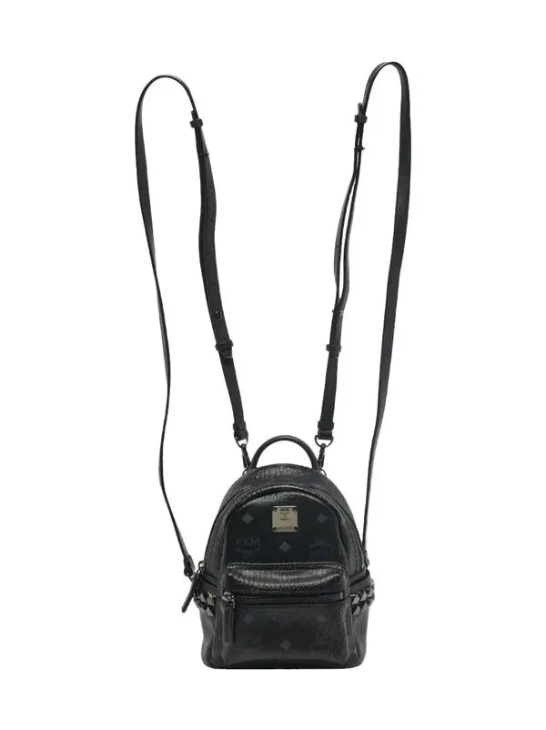 Mcm Stark Monogram Studded Backpack - Black