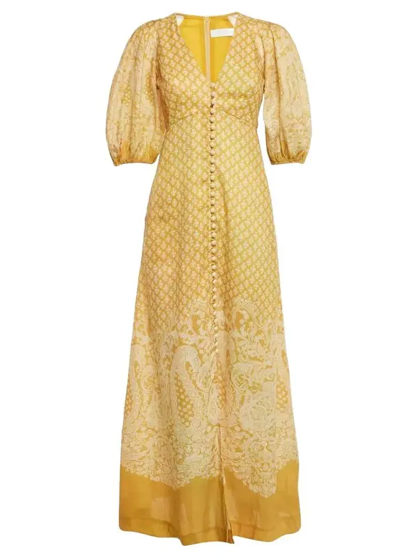 Zimmermann Paisley Button-up Midi Dress - Yellow
