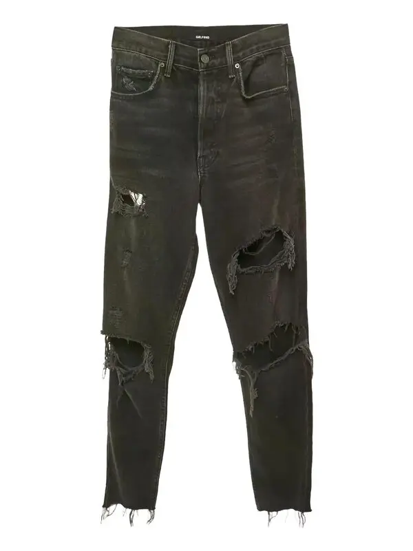 GRLFRND Karolina Distressed High-rise Trousers - Black