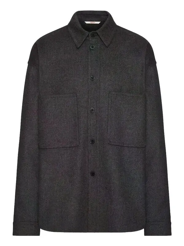 Valentino Garavani Felted Patch Pocket Shirt Jacket - Grey