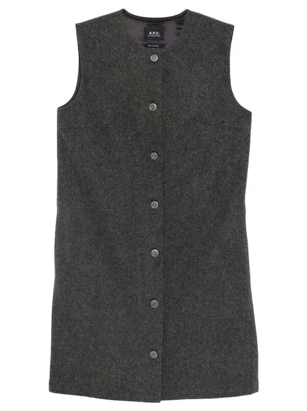 A.p.c. Button-up Sleeveless Dress - Grey