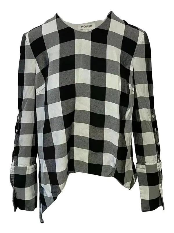 Monse Tartan Asymmetrical Blouse - Black