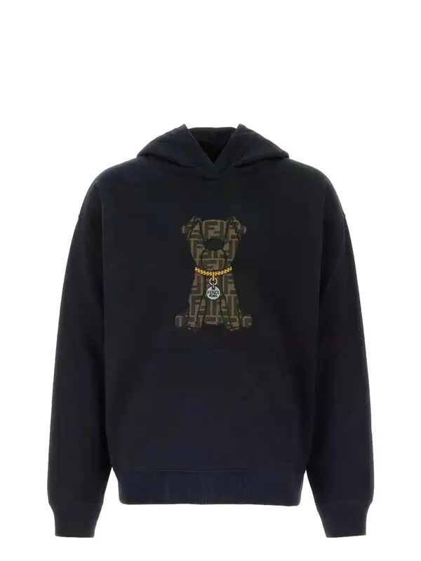 Fendi Dog-motif Cotton Hoodie - Blue