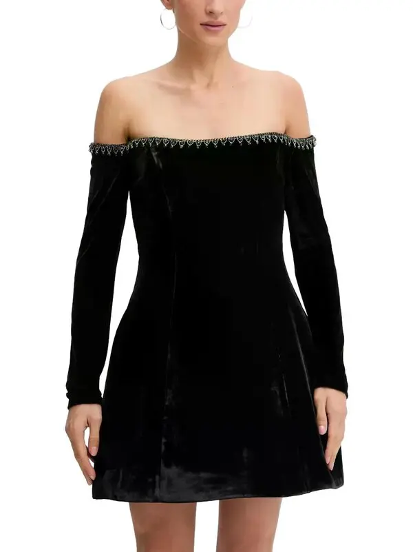 Bardot Nadene Off-shoulder Embellished-trim Minidress - Black