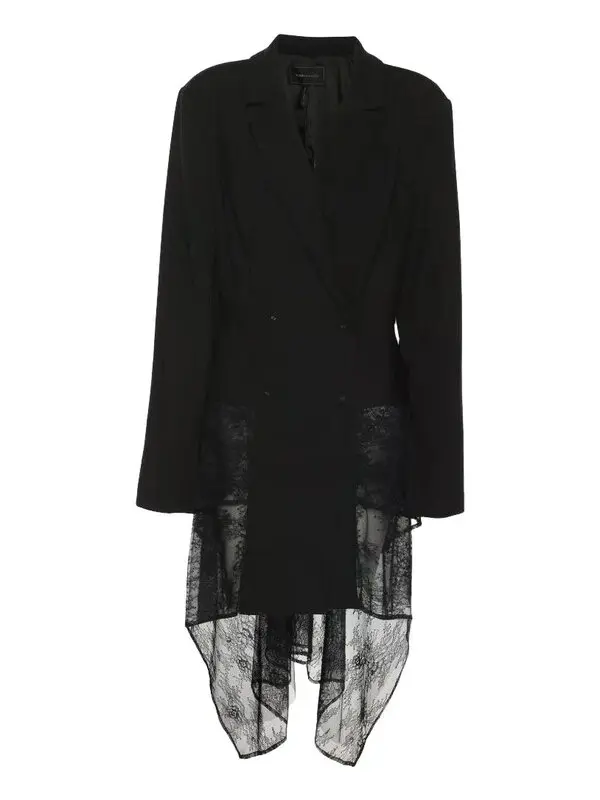 Bcbgmaxazria Double-breasted Blazer With Lace Detail - Black
