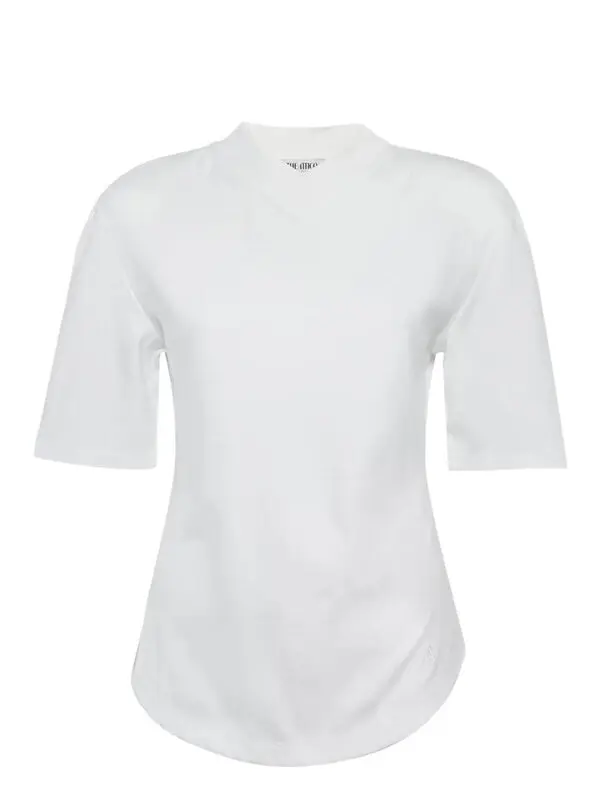 Attico V-neck Curved Hem T-shirt - White