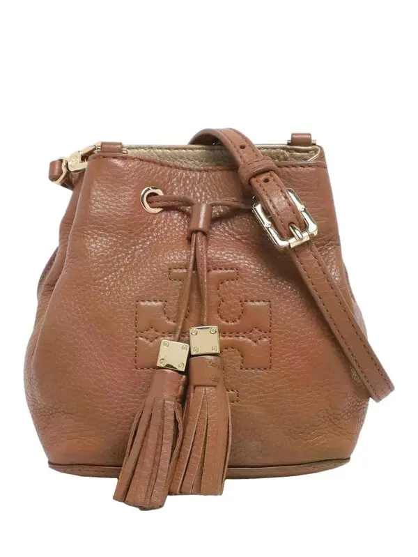 Tory Burch Drawstring Tassel Bucket Bag - Brown