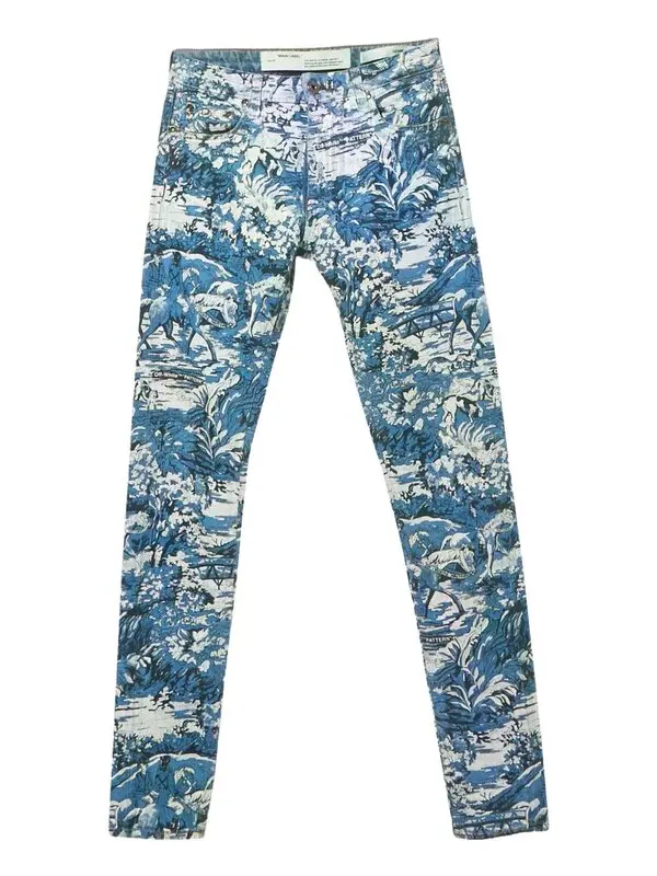 Off-White Tapestry Print Jeans - Blue