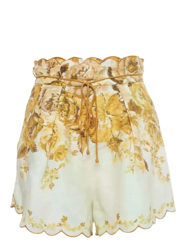 Zimmermann Linen Floral-print Shorts - Neutrals