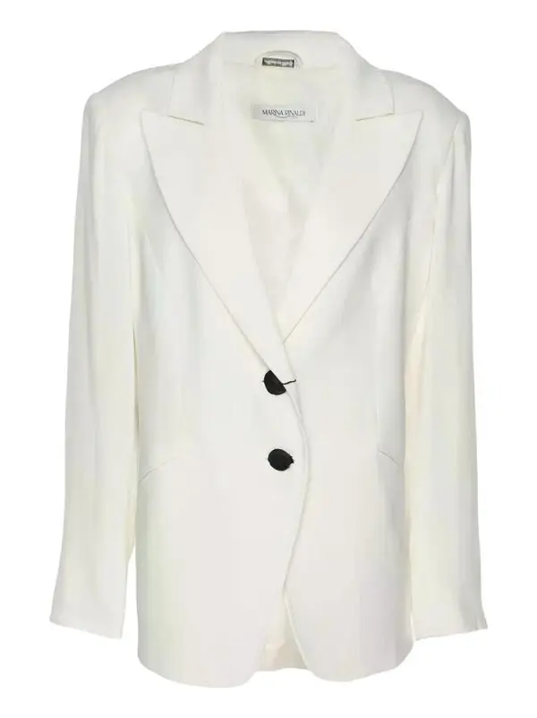 Marina Rinaldi Single-breasted Crepe Blazer - White
