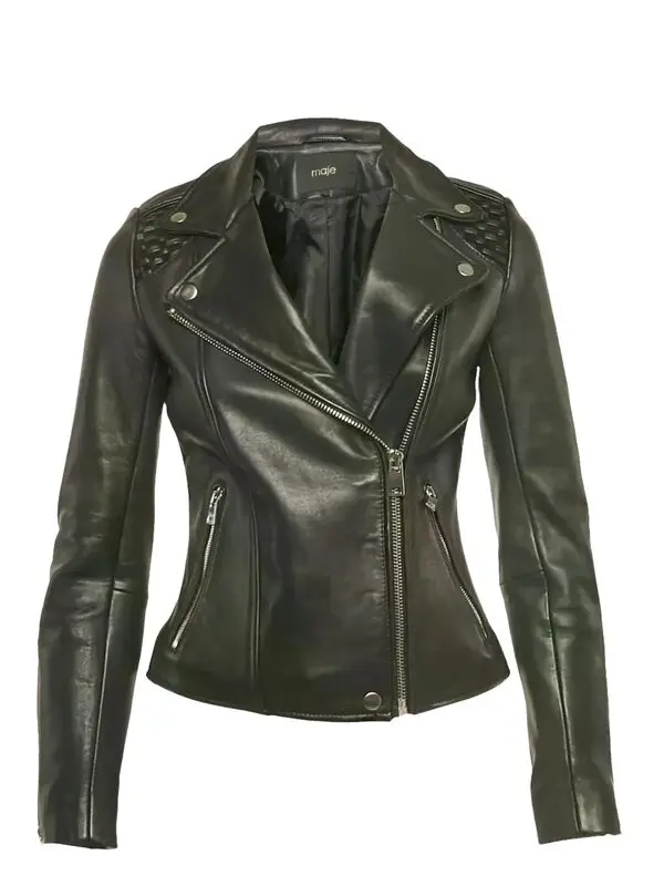 Maje Leather Biker Jacket - Black