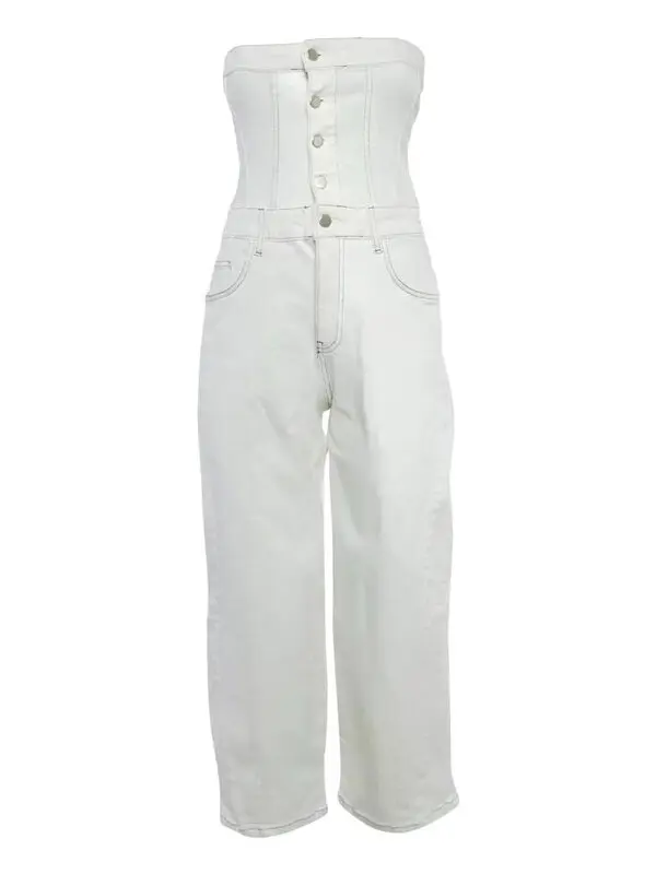 WEAR THAT Strapless Denim Jumpsuit - White