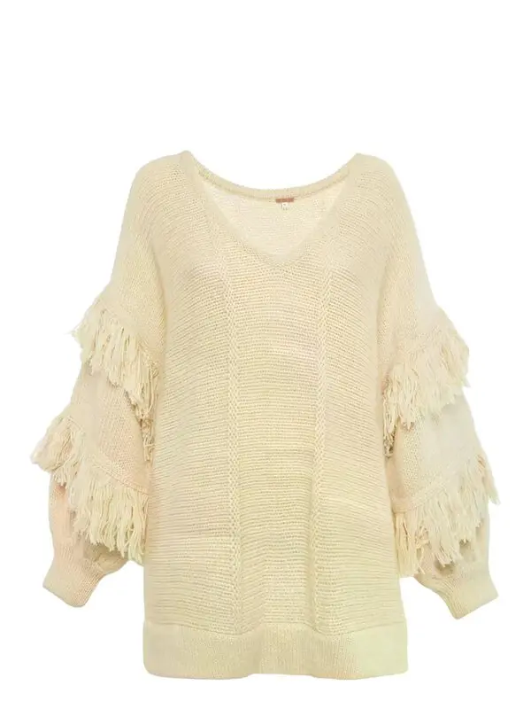 Johanna Ortiz Knit Fringed Sweater - Neutrals