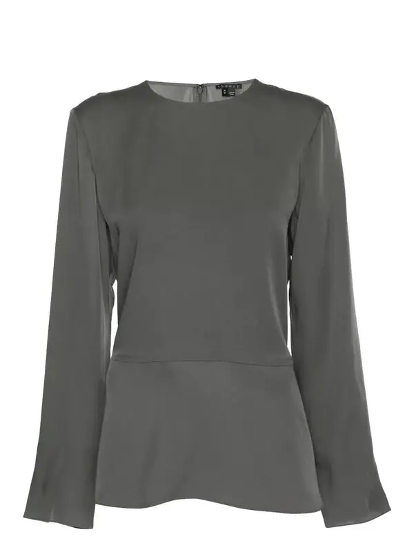 Theory Full-sleeve Silk Top - Grey