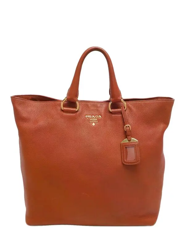 Prada Logo-plaque Leather Tote - Brown