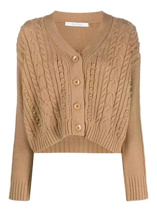 Max Mara V-neck Virgin Wool Cardigan - Brown