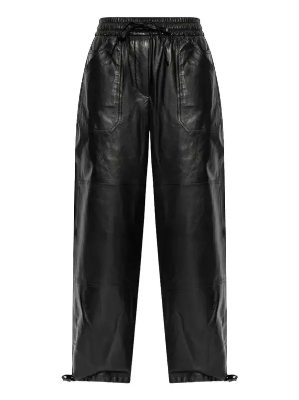 JIL SANDER Drawstrings Leather Trousers - Black