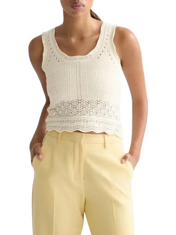 Scotch & Soda Pointelle Crop Sweater Tank - Eggnog