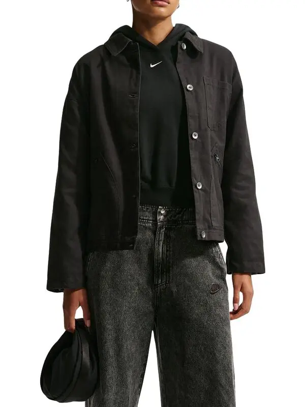 Nike Oversized Cotton Barn Jacket - Black/black
