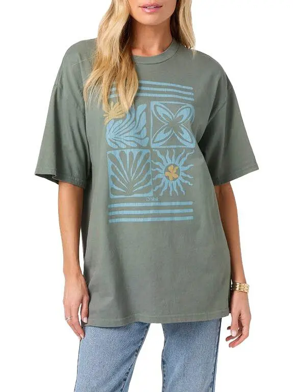O'Neill Og Elements Oversize Cotton Graphic T-shirt - Balsam Green