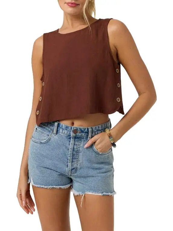 O'Neill Side Button Crop Tank - Coconut Brown