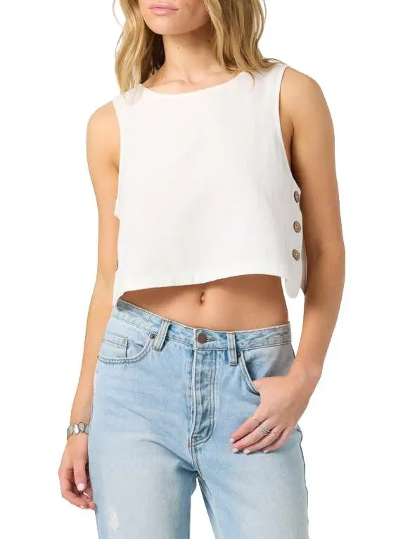 O'Neill Side Button Crop Tank - White