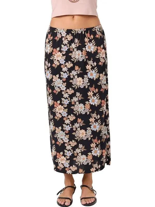 O'Neill Floral Midi Skirt - Black