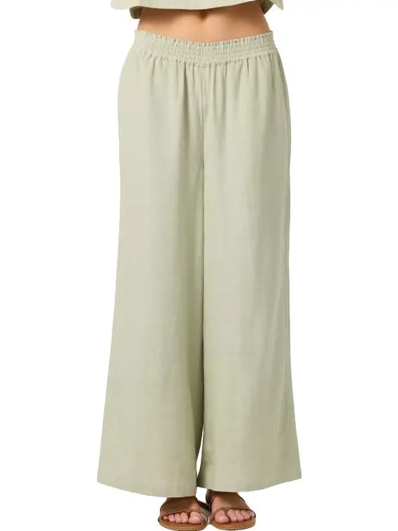 O'Neill Wide-leg Pants With Smocked Waist - Desert Sage