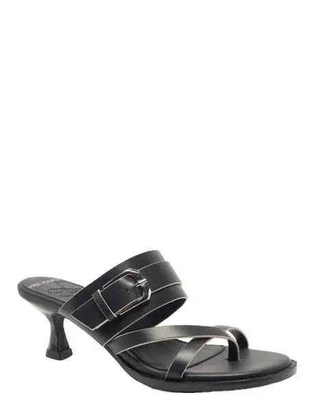 Free People Belted Toe Loop Kitten Heel Sandals - Black Tide Leather