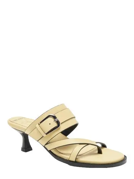 Free People Belted Toe Loop Kitten Heel Sandals - Sunkissed Yellow Ler